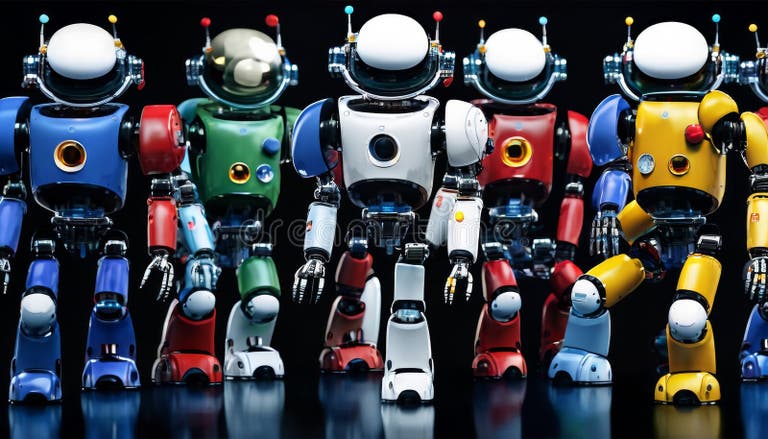 Colorful Collection of Small Robots Stock Image - Image of mechanical ...