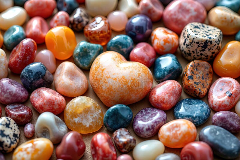 Colorful Collection of Smooth Decorative Stones and Pebbles Displayed ...