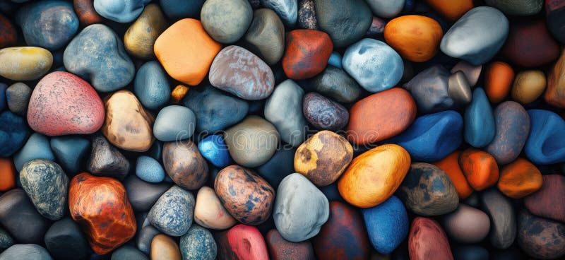 Colorful Collection of Smooth Pebbles and Stones in Various Shapes and ...