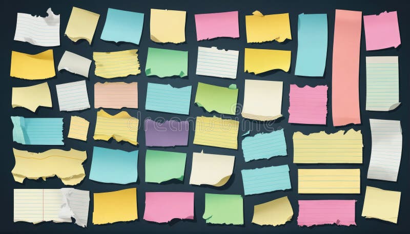 Colorful Collection of Sticky Notes Scattered on Dark Background for ...