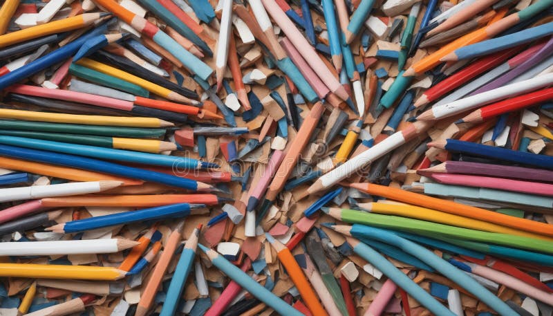 A Colorful Collection of Unsharpened Pencils Spread Across a Wooden ...