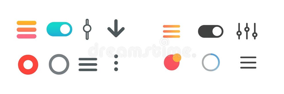 Colorful Collection of User Interface Icons Showcasing Different ...