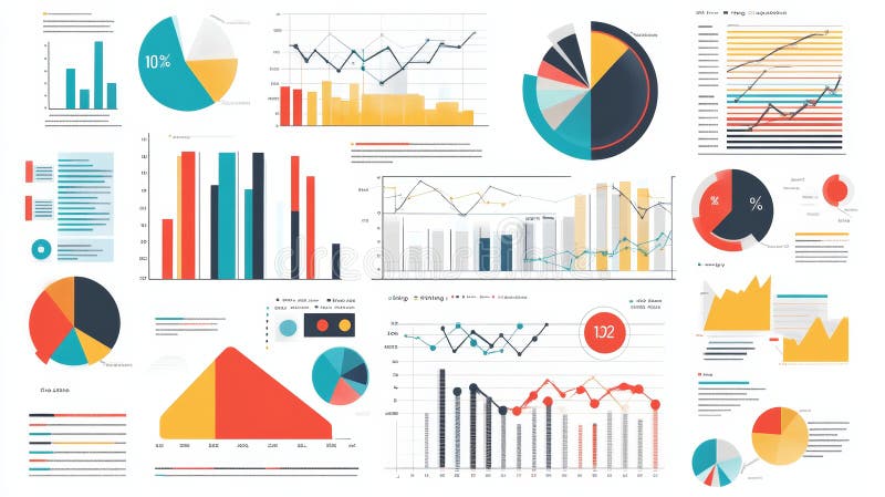 A Colorful Collection of Various Charts and Graphs Representing Data ...