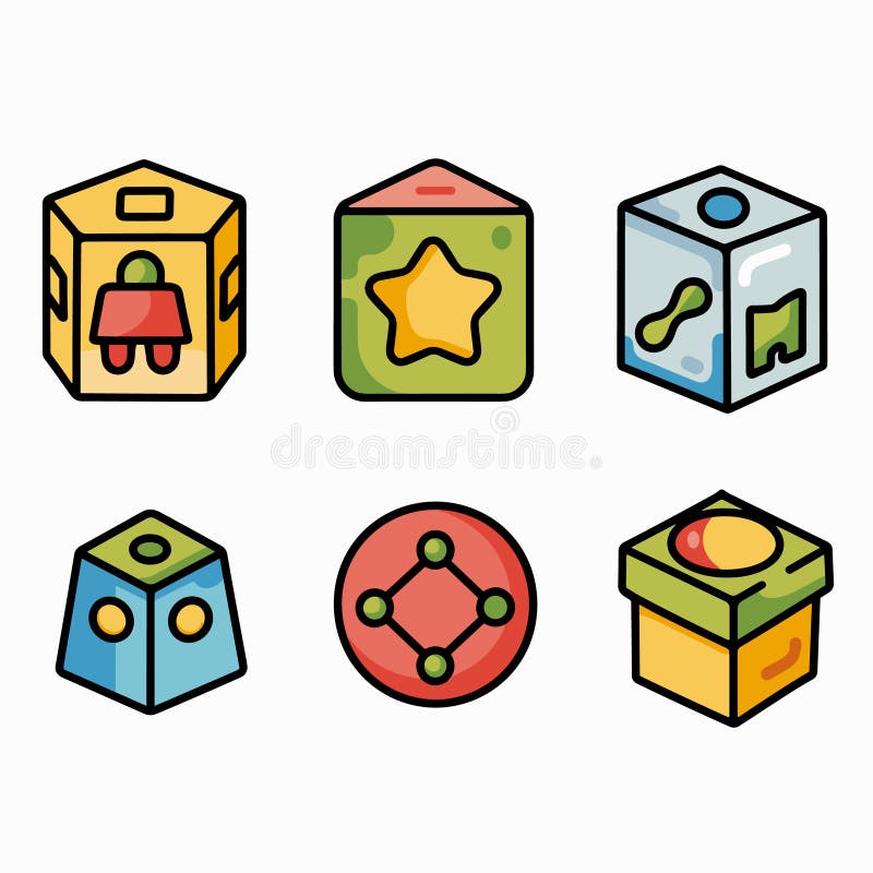 Colorful Collection Vector Illustrations Depicting Various Geometric ...