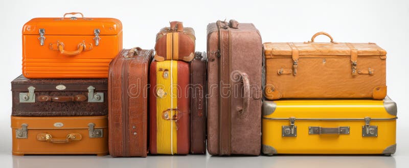 The Colorful Collection of Vintage Suitcases Stacked Together..AI Generated Image Stock Image ...