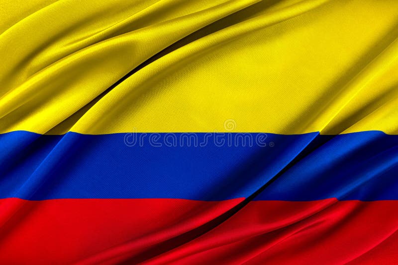 Colorful Colombia Flag Waving in the Wind. Stock Photo - Image of blue ...