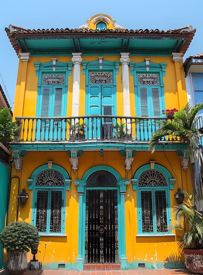 Colorful Colonial Architecture Generated Using AI. Stock Illustration ...