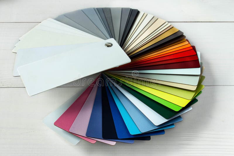 Colorful Color Guide with Palette of Paint Samples on White Background ...