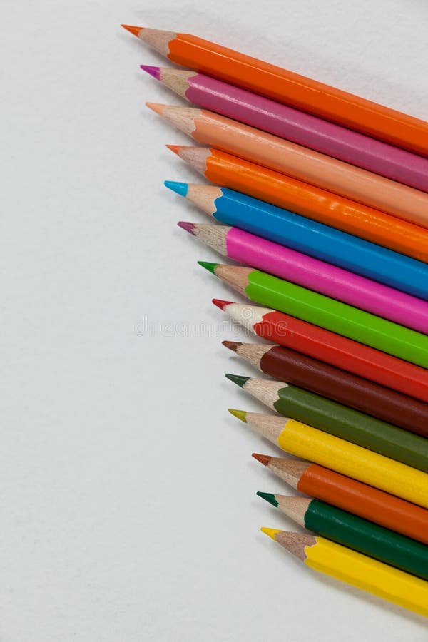 Colorful Color Pencil Arranged in Diagonal Line Stock Photo - Image of ...