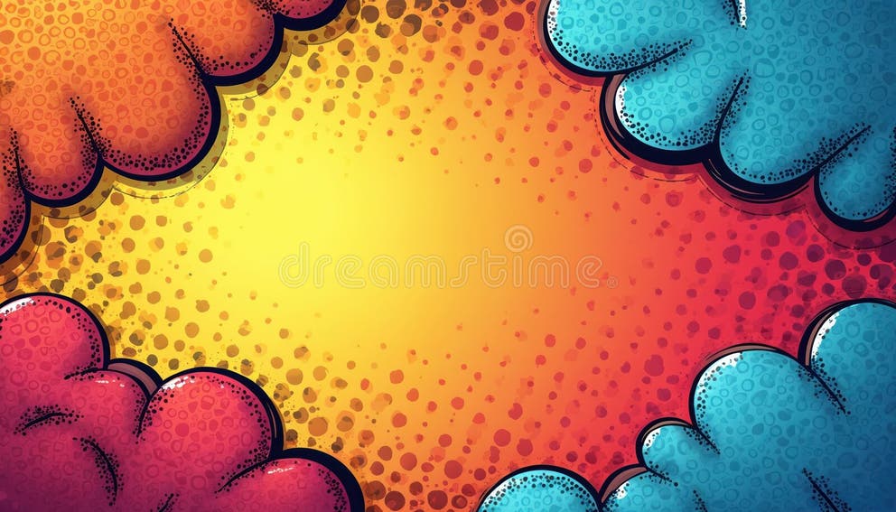 Colorful Comic Abstract Background Template. Cartoon Pop Art Frame for ...