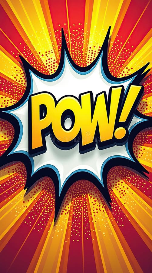 Colorful Comic Book Background with Dynamic Pow Text Design Stock ...