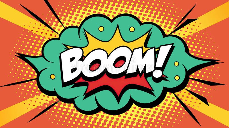 Colorful Comic Book Background with Explosion Effect and Boom Text ...