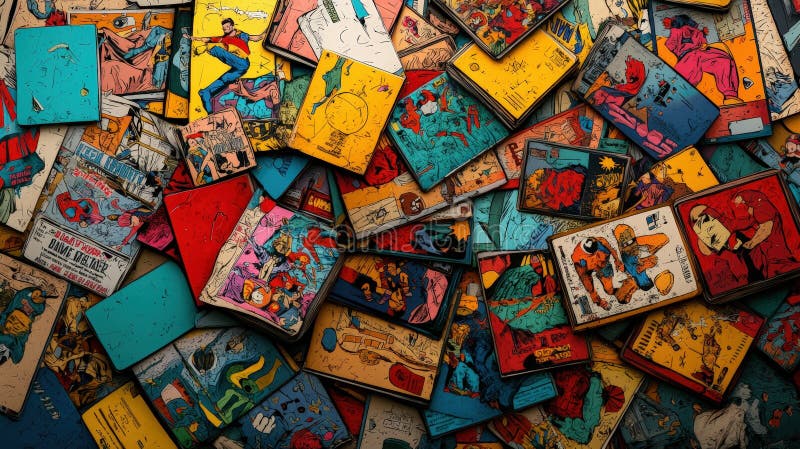 Colorful Comic Book Covers Scattered on a Surface Showcasing ...