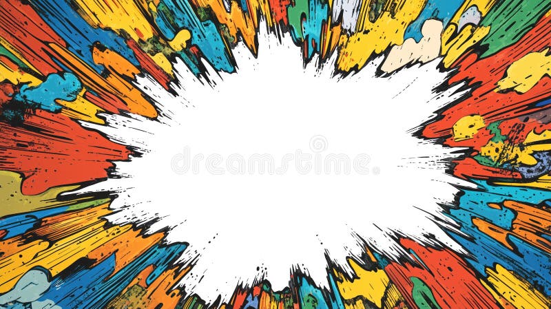 Colorful Comic Book Explosion Creating White Empty Space Stock Image ...