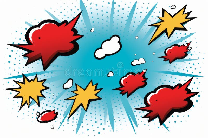 Colorful Comic Book Explosions with Dynamic Shapes and Bright Bursts ...