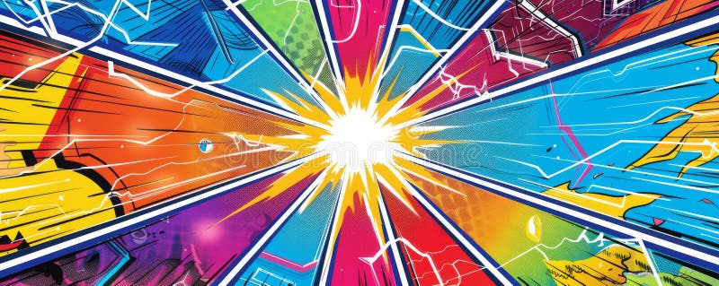 Colorful Comic Book Page with Multicolored Dynamic Action Scene and ...