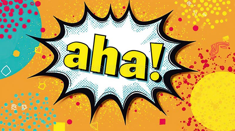 Colorful Comic Book Speech Bubble with Bold Yellow Aha! Text Stock ...