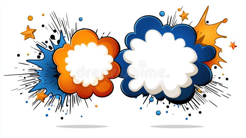 Colorful Comic Book Speech Bubbles with Dynamic Splashes and Stars ...