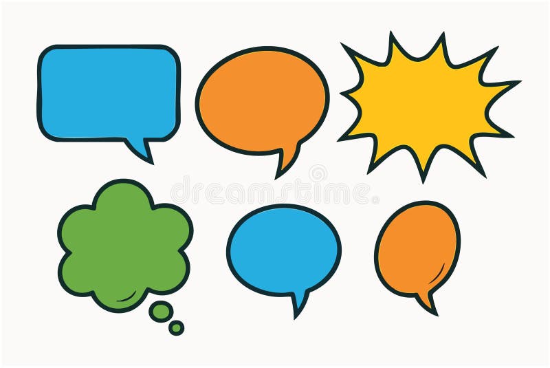 Colorful Comic Book Speech Bubbles in Various Shapes and Sizes for ...