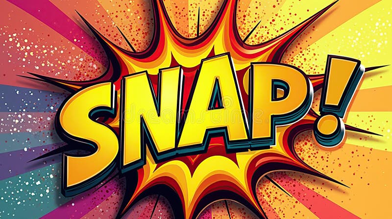 Vibrant Comic Book Style Explosion with Snap Text Design Stock ...