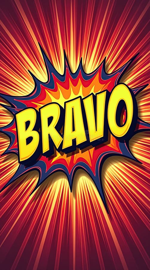 Colorful Comic Book Style with Bravo Text and Burst Effect Stock ...