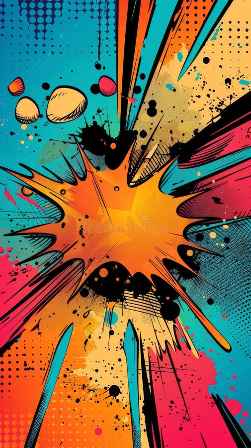 Colorful Comic Book Style Explosion Background, Abstract Design with ...