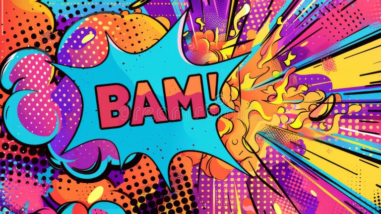 Colorful Comic Book Style Explosion with Text BAM! Stock Image - Image ...