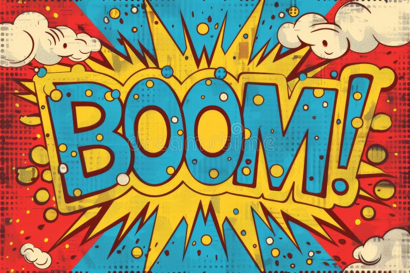 Colorful Comic Book Style Illustration with the Word Boom in Bold ...
