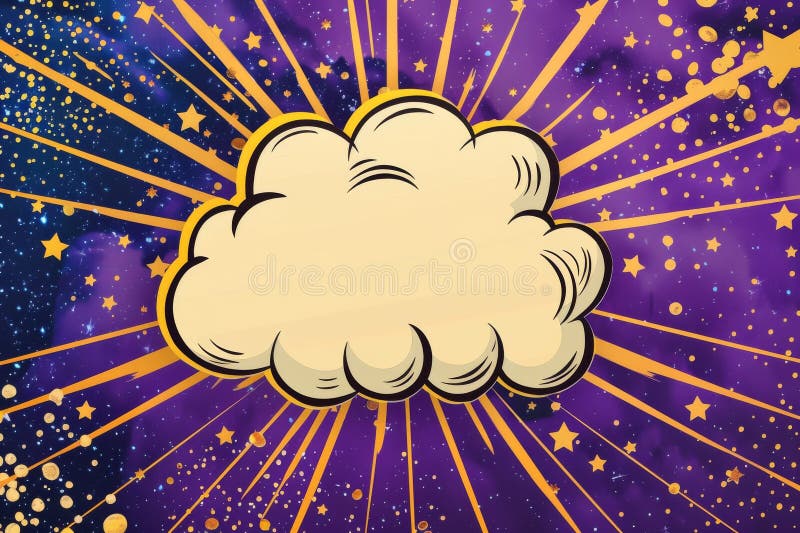 Colorful Comic Book Style Image with a Bright Yellow Cloud Amid Cosmic ...