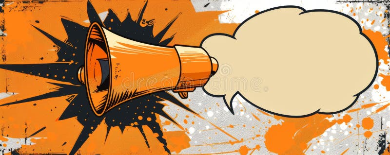 Colorful Comic Book Style Megaphone Illustration with Speech Bubble for ...
