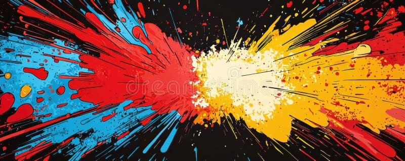 Colorful Comic Book-style Panel with Dynamic Paint Splatter Creating a ...