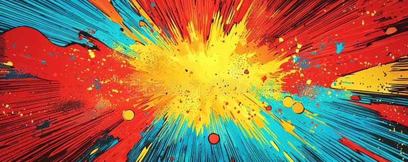 Colorful Comic Book-style Panel with Dynamic Paint Splatter Creating a ...