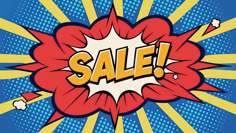 Colorful Comic Book Style Sale Banner with Text Explosion Stock ...