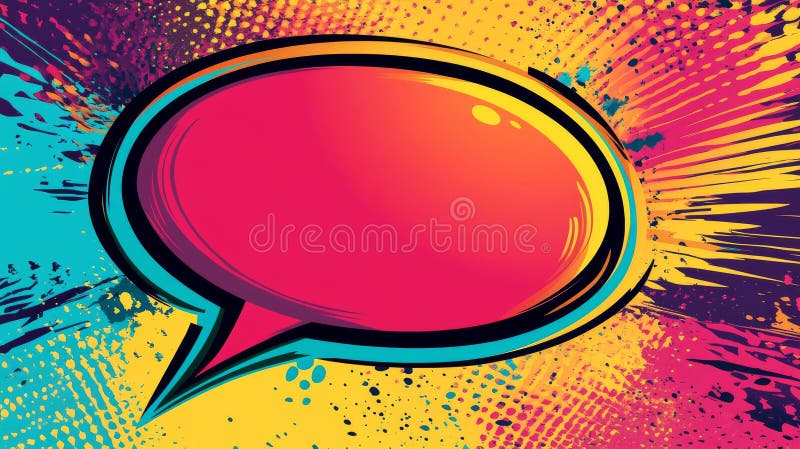 Colorful Comic Book Style Speech Bubble with Halftone Background Stock ...