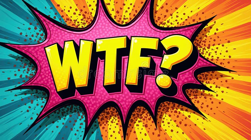 Colorful Comic Book Style WTF Word Explosion Background Stock ...