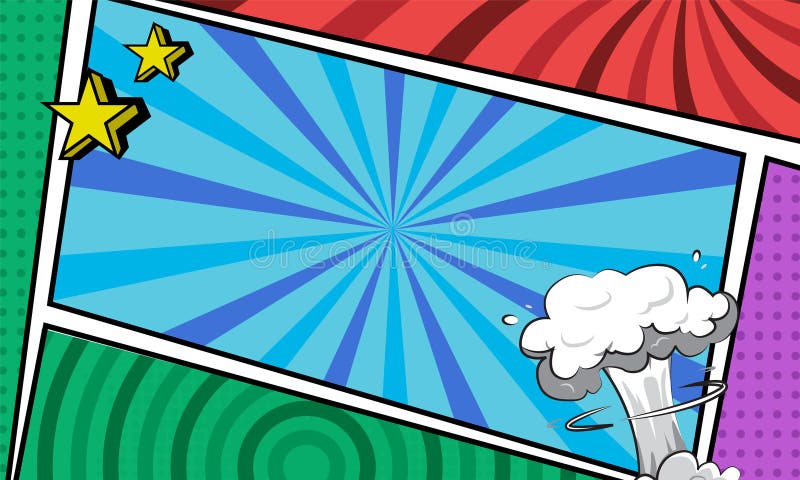 Colorful Comic Cartoon Frame Border Template Background Vector Stock ...