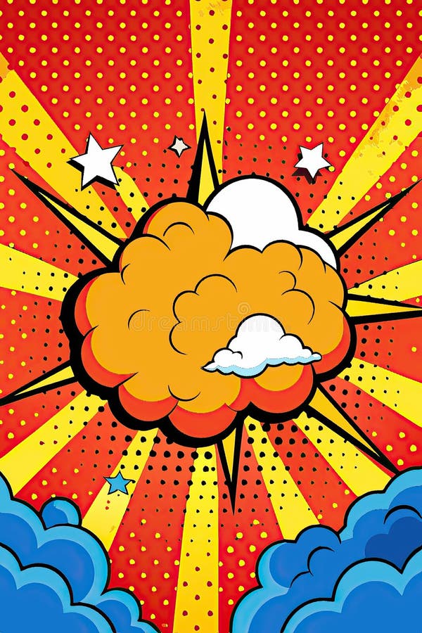 Colorful Comic Cloud Background with Dynamic Explosion Impact Stock ...