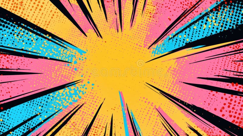 Colorful Comic Explosion Background with Vibrant Rays and Dots Stock ...
