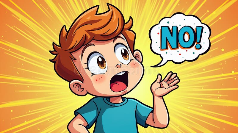 Comic Style Surprised Boy with Vibrant Expression and Speech Bubble ...