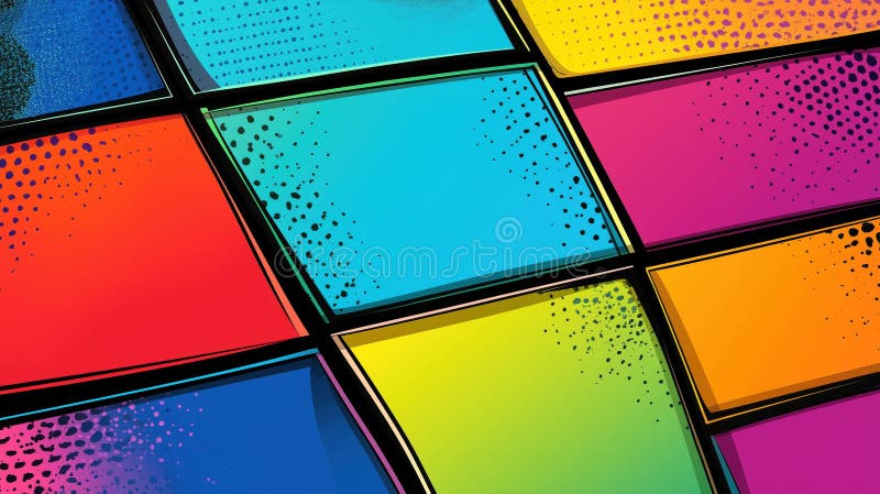 Colorful Comic Panel with Pop Art Style and Halftone Effects Stock ...