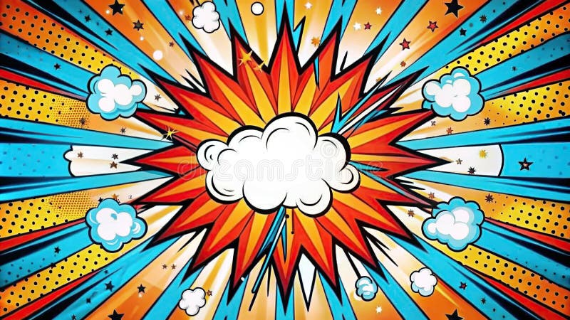 Colorful Comic Pop Art Explosion with Dynamic Cloud Burst Stock ...
