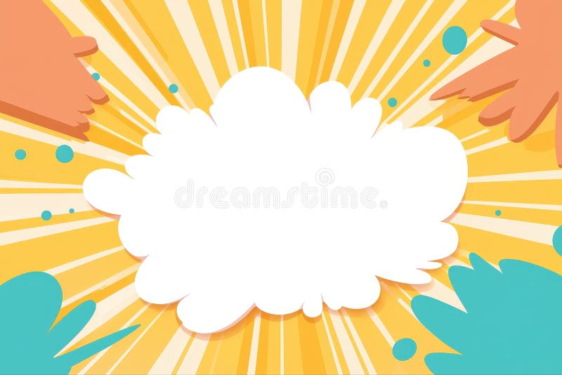 Colorful Comic Pop Art Speech Bubble with Vibrant Sunburst Background ...