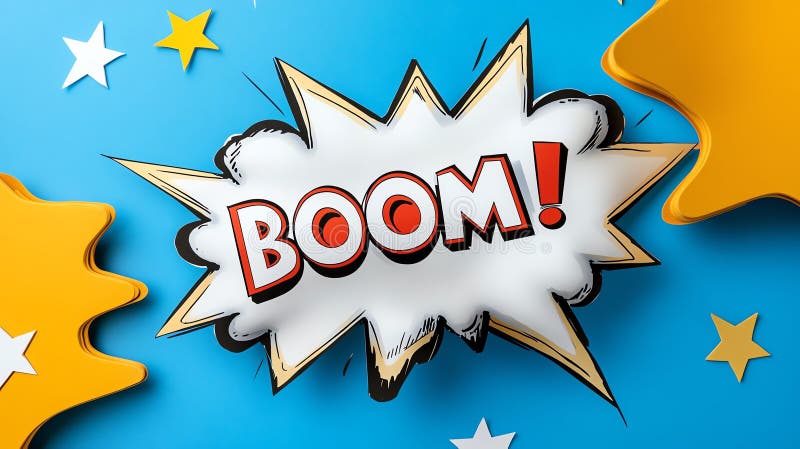 Colorful Comic Speech Bubble with the Word BOOM! on a Vibrant Blue ...