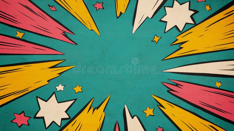 Colorful Comic Style Burst with Sharp Edges and Stars on a Bright ...