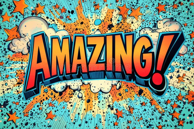Colorful Comic-style Design with the Word Amazing in Bold Text Stock ...