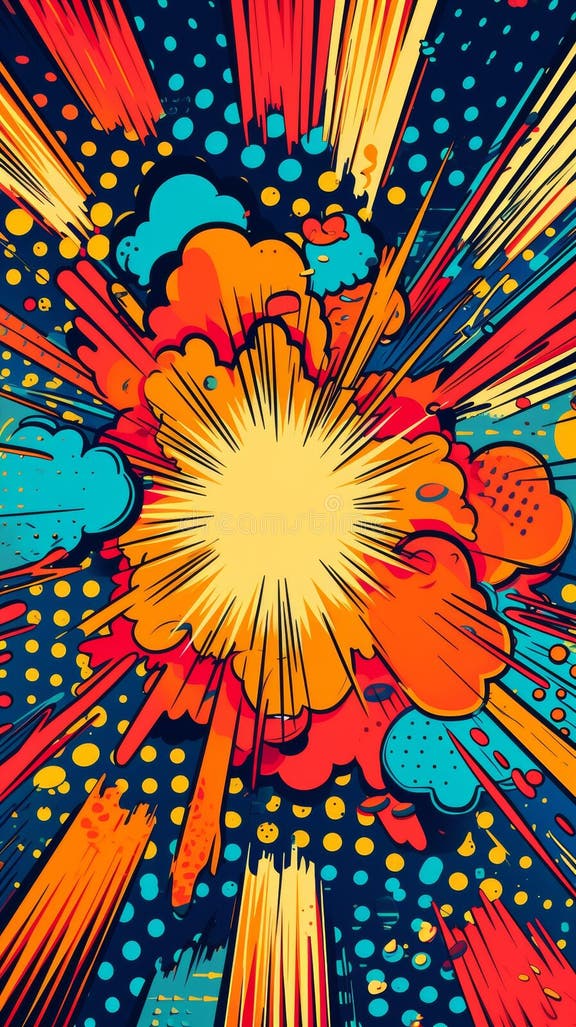 Colorful Comic-style Explosion Artwork, Dynamic Pop Art Design Stock ...