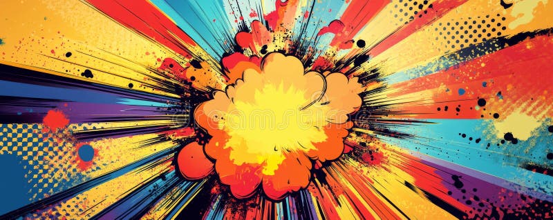Colorful Comic Style Explosion with Dynamic Lines, Vibrant Art Concept ...