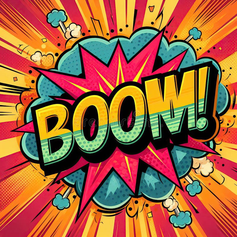 Colorful Comic Style Explosion Graphic with Boom Text Stock ...