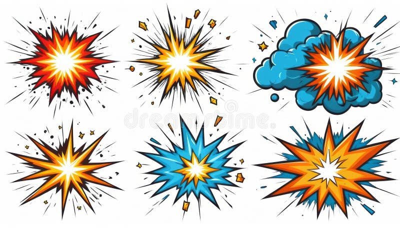 Colorful Comic Style Explosions and Blast Effects for Action and ...