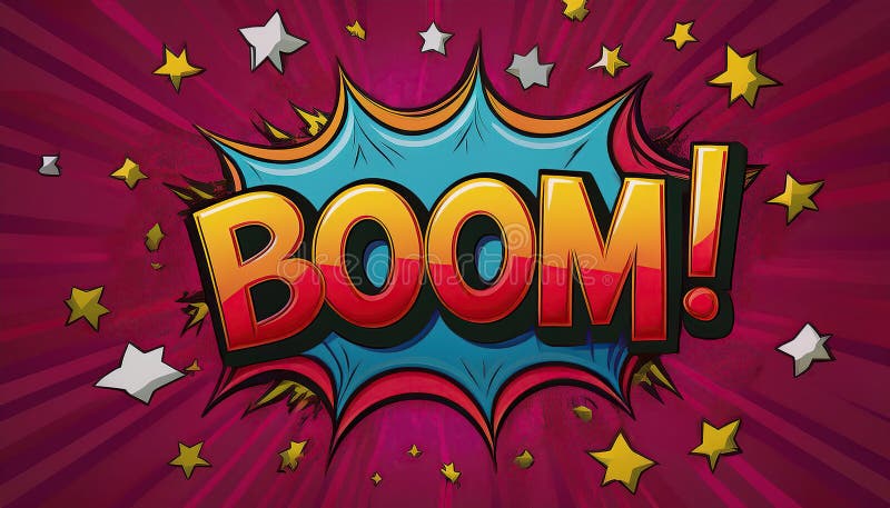 Colorful Comic-style Illustration with Explosive Text Boom Stock ...